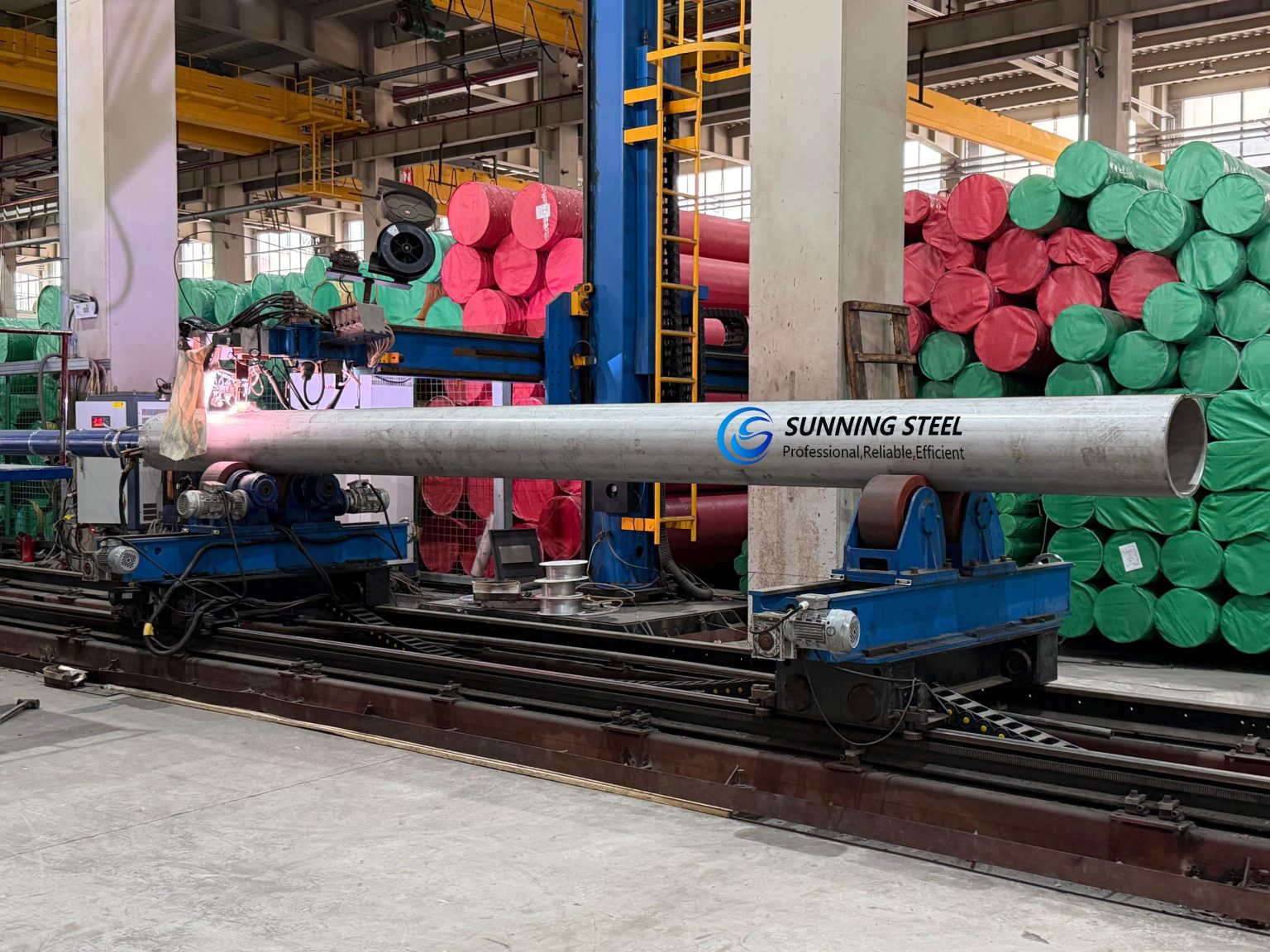 Inside the Welded Steel Pipe Manufacturing Line - Company Sunning Steel ...